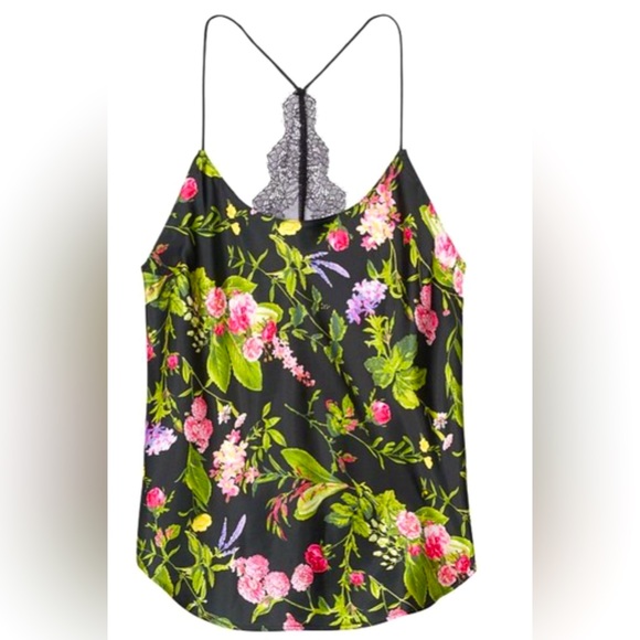 Victoria's Secret | Tops | Satin Lace Racerback Cami Top Roses ...